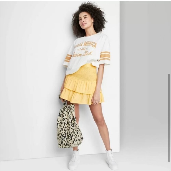 Ascot And Hart | Skirts | New Yellow Stretchy Flutter Tiered Skirt Top ...